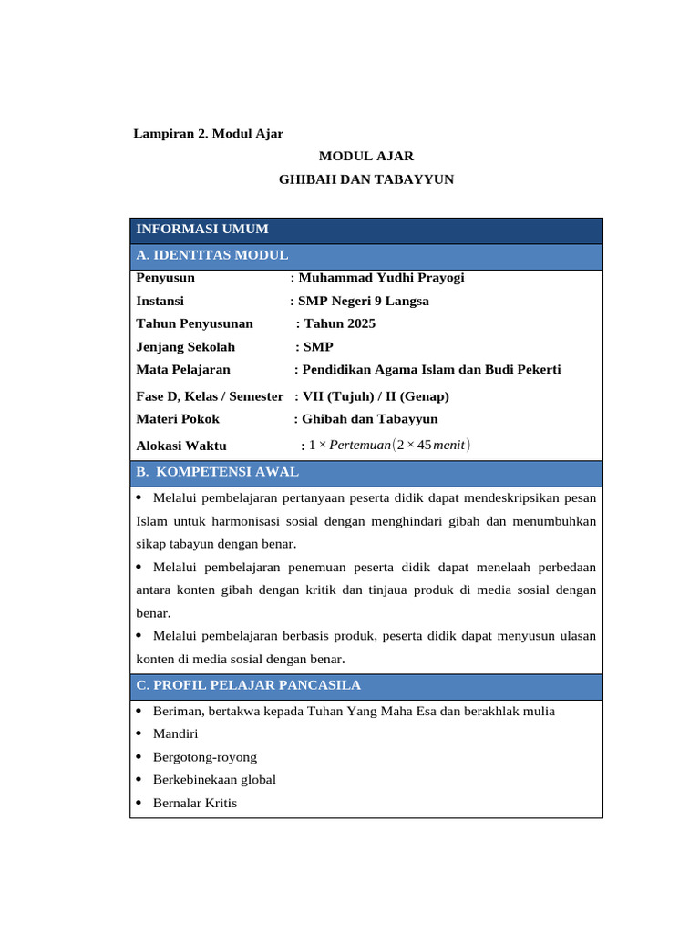 Modul Ajar FIKS Yudhi(1) | PDF