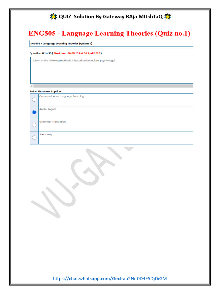 Eng505 Quiz 1 Mid Sol By Vu Gateway Pdf