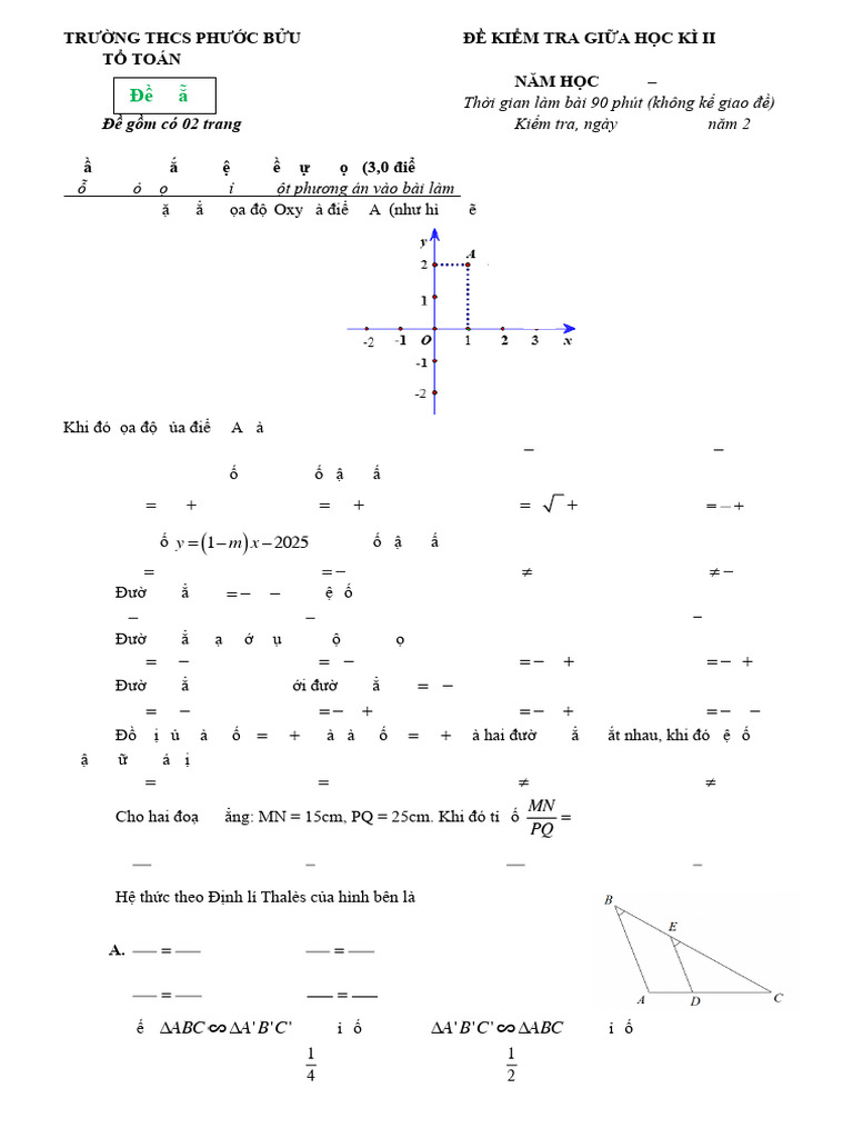 De Giua Hoc Ki 2 Toan 8 Nam 2024 2025 Truong Thcs Phuoc Buu BR VT | PDF