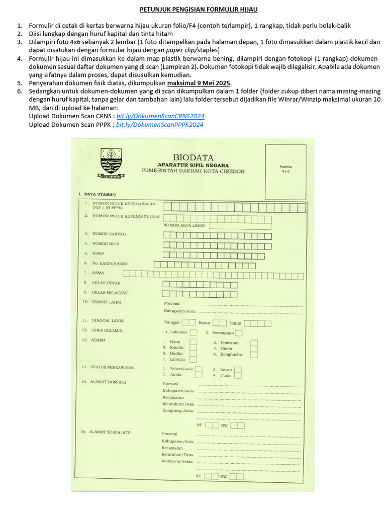 Panduan Isi Formulir Hijau 2025 | PDF