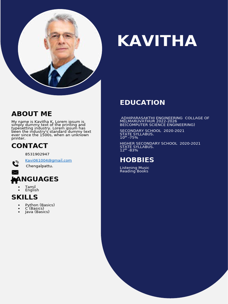 Kavitha: About Me | PDF