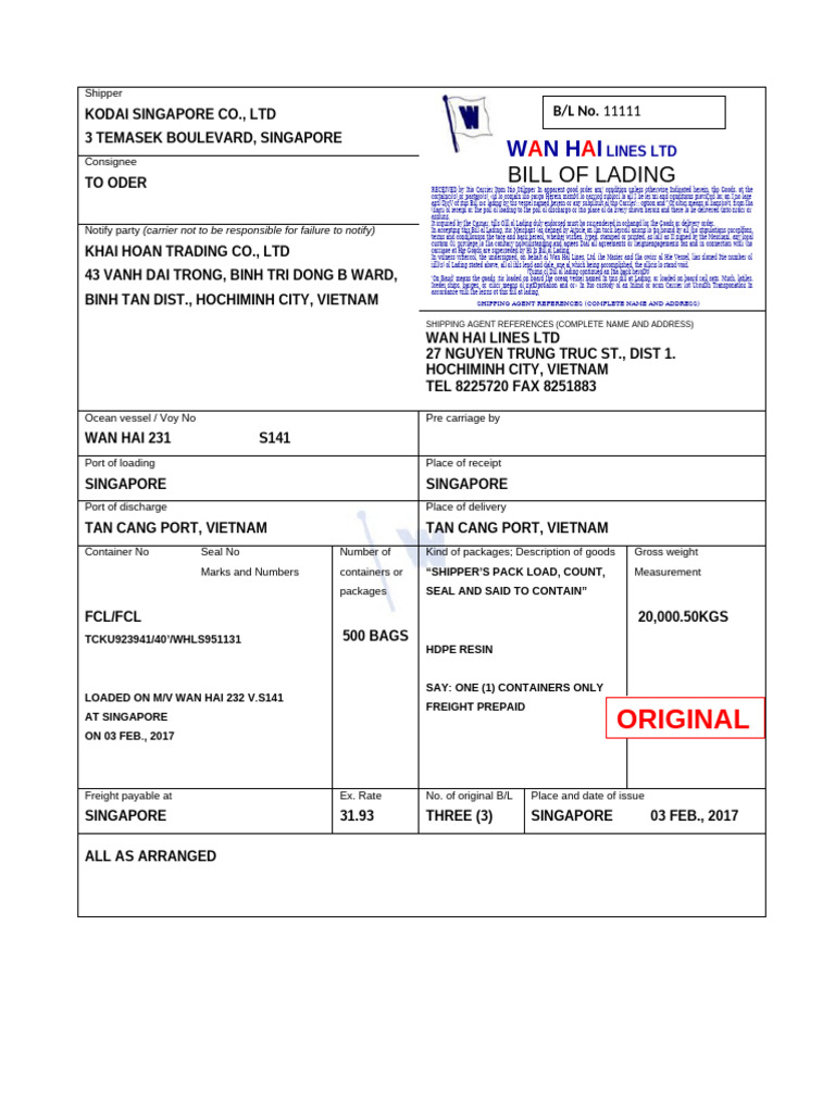 5a. BL - DP NK | PDF | Cargo | Freight Transport