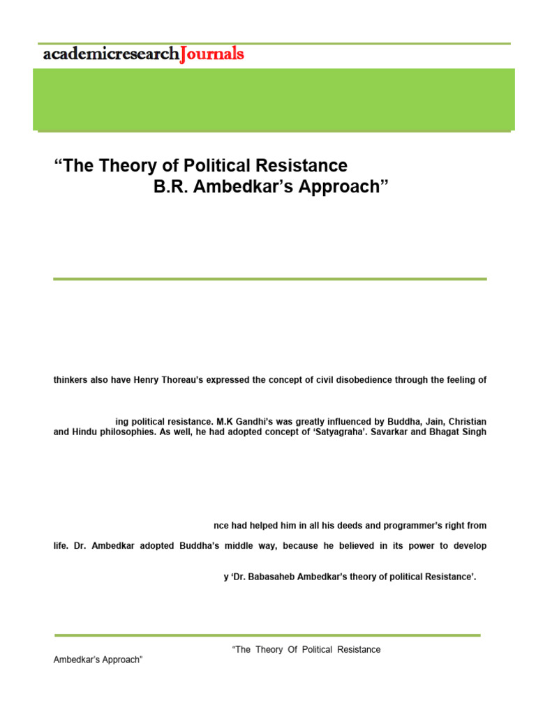Ambedkar's Theory of Political Resistance | PDF | Nonviolence | Mahatma ...