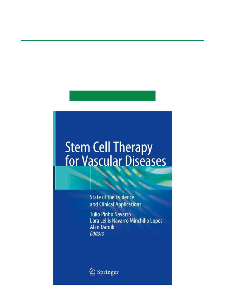 Stem Cell Therapy For Vascular Diseases State of The Evidence and Clinical Applications - 1st ...