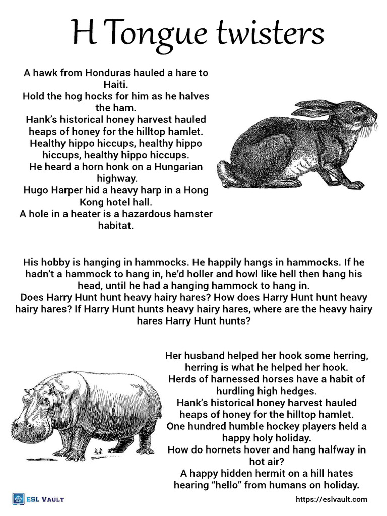 Tongue Twisters With H | PDF