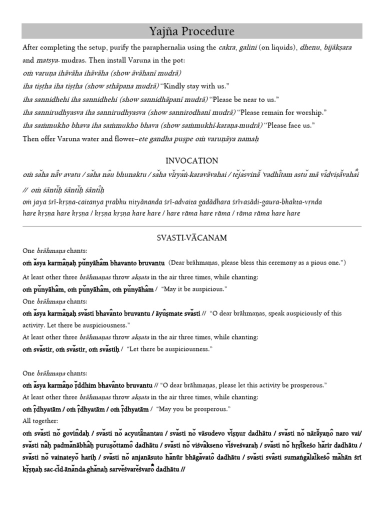 Yajna Procedure 2019-20 | PDF