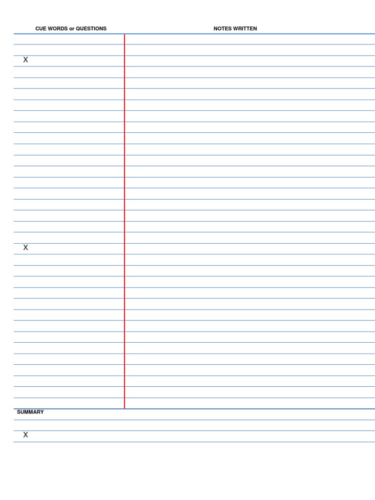 Cue Words or Questions Notes Written | PDF
