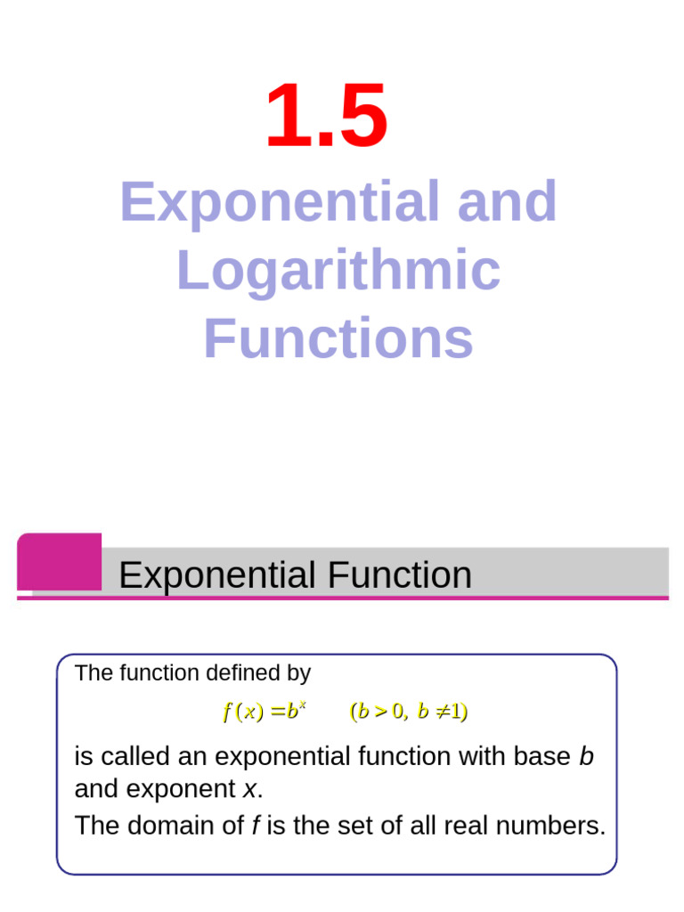 Section 1.5-Exponential & Logarithms | PDF | Trigonometric Functions | Function (Mathematics)