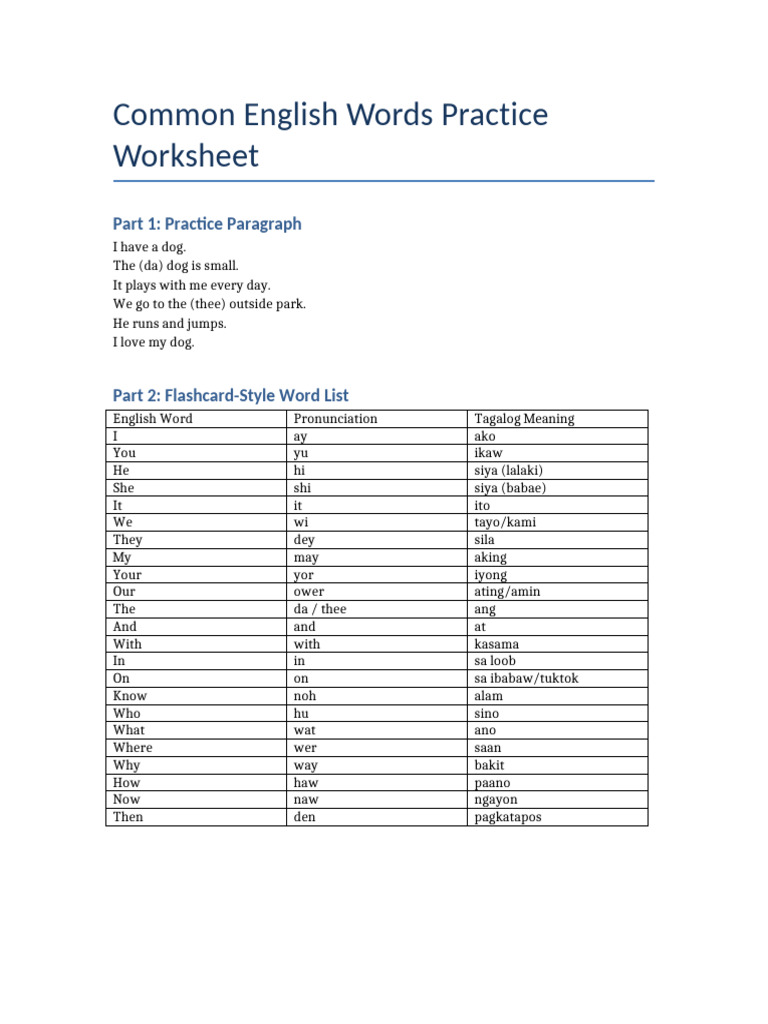 English_Practice_Worksheet | PDF