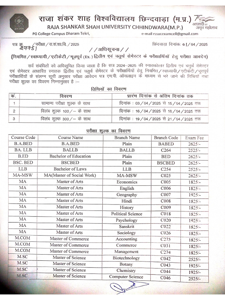 Examination Form Notifications PG&UG Second and Fourth Semester Session June 2025 | PDF