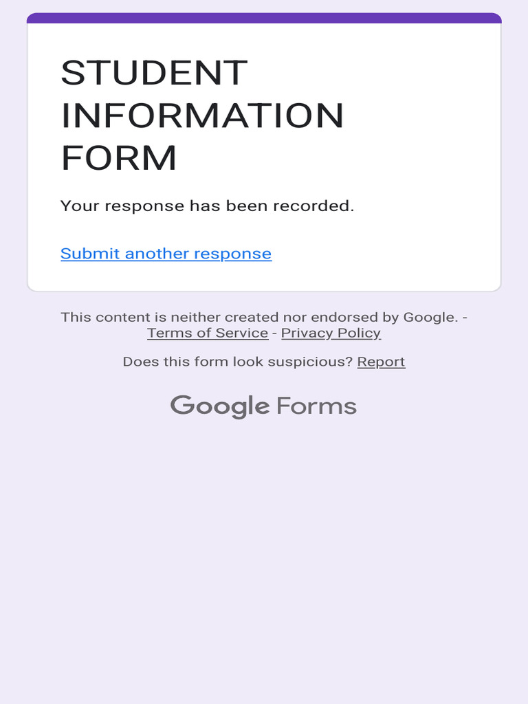 Student Information Form | PDF