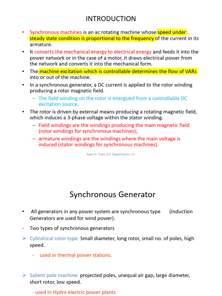Synchronous Generator Operations Explained | PDF | Electric Generator ...
