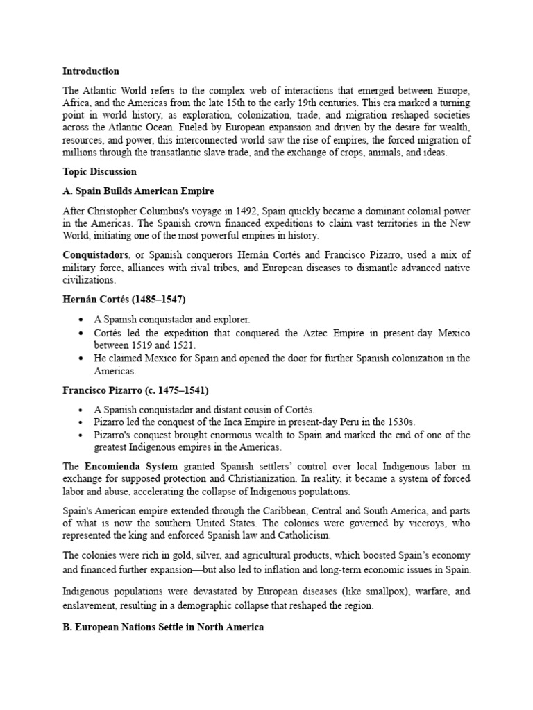 The Atlantic World Written | PDF | Spanish Colonization Of The Americas ...