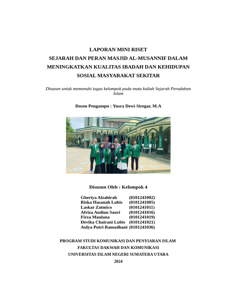 Laporan Mini Riset Sejarah Peradaban Islam Kel. 4 | PDF