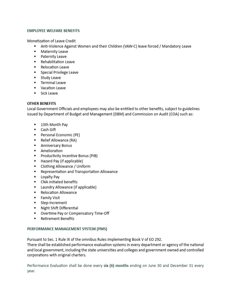 Employee Welfare Benefits | PDF