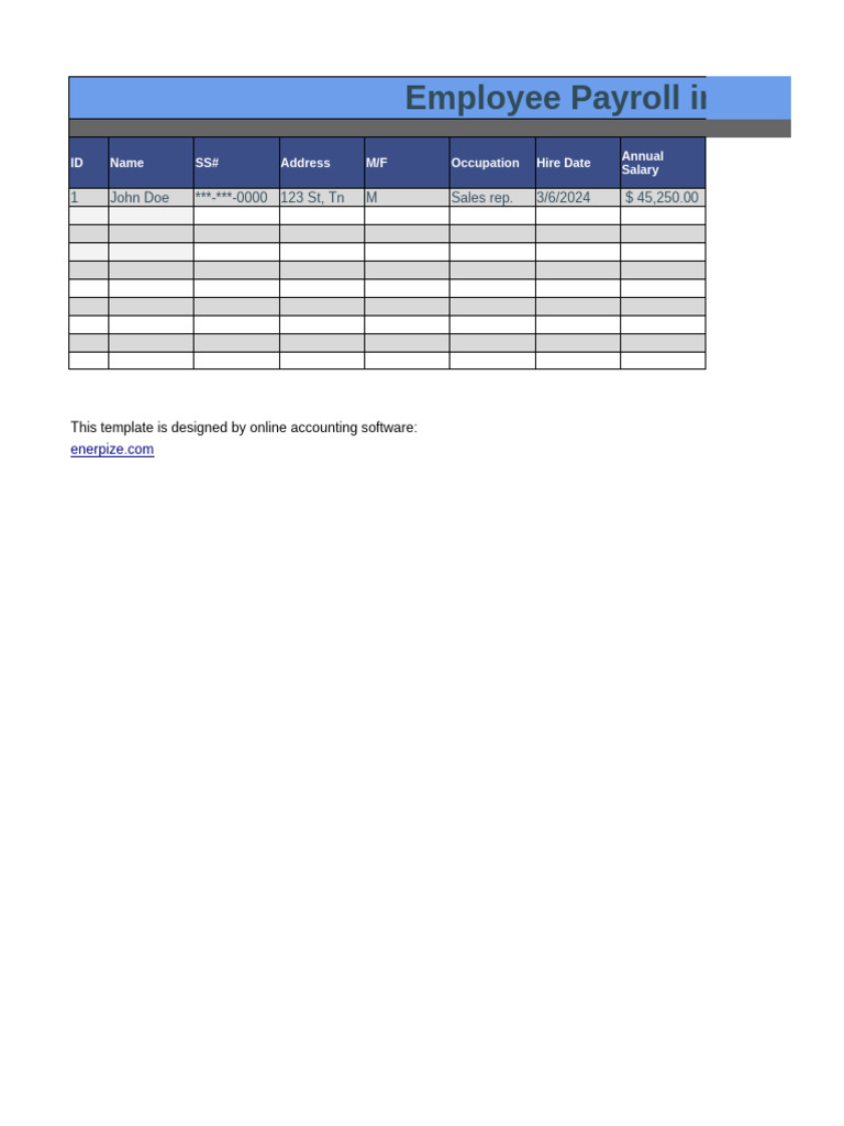 Employee Payroll Template | PDF | Payroll | Employee Relations