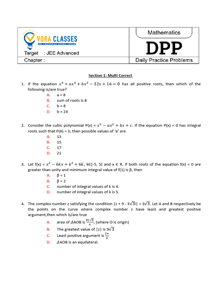 Quadratic and CN Adv DPP | PDF | Numbers | Complex Number