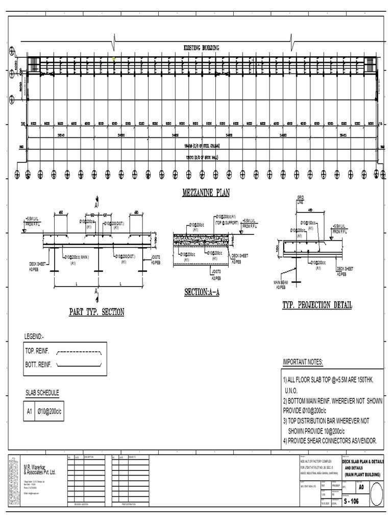 Deck Slab Plan for JTEKT Factory | PDF