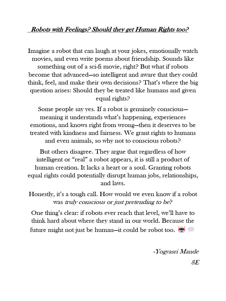 Robots With Feelings | PDF