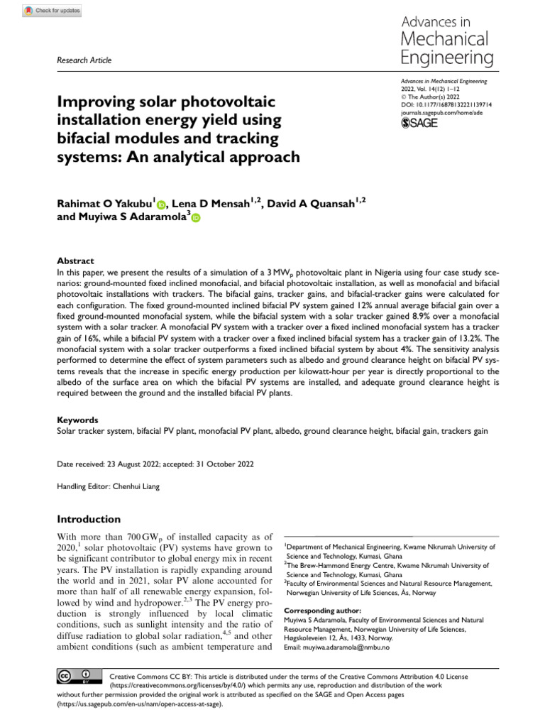 Bifacial Solar Panels: Energy Yield Analysis | PDF | Photovoltaics ...