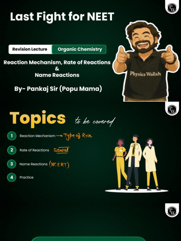 Reaction Mechanism, Rate of Reactions & Name Reactions Organic | PDF