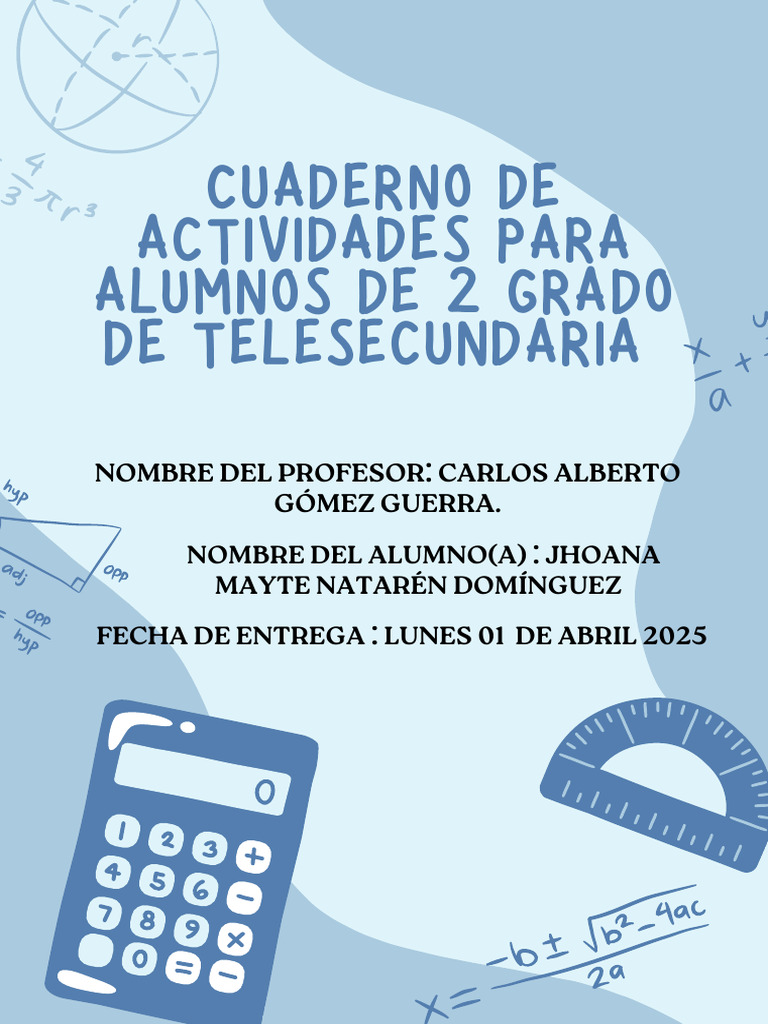 Documento A4 Portada Proyecto de Matemáticas Ilustrado Azul | PDF
