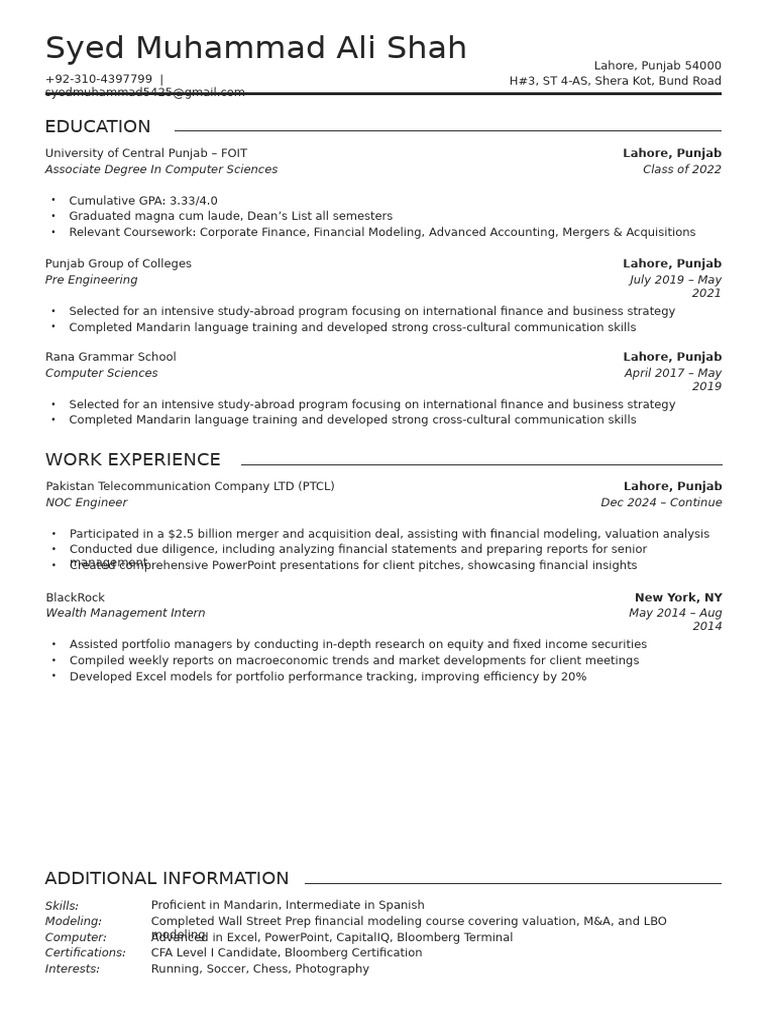 WSO Investment Banking Resume 16440 | PDF | Economies | Financial Economics