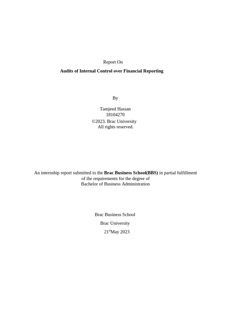 audits of internal control over financial reporting | PDF | Internal ...