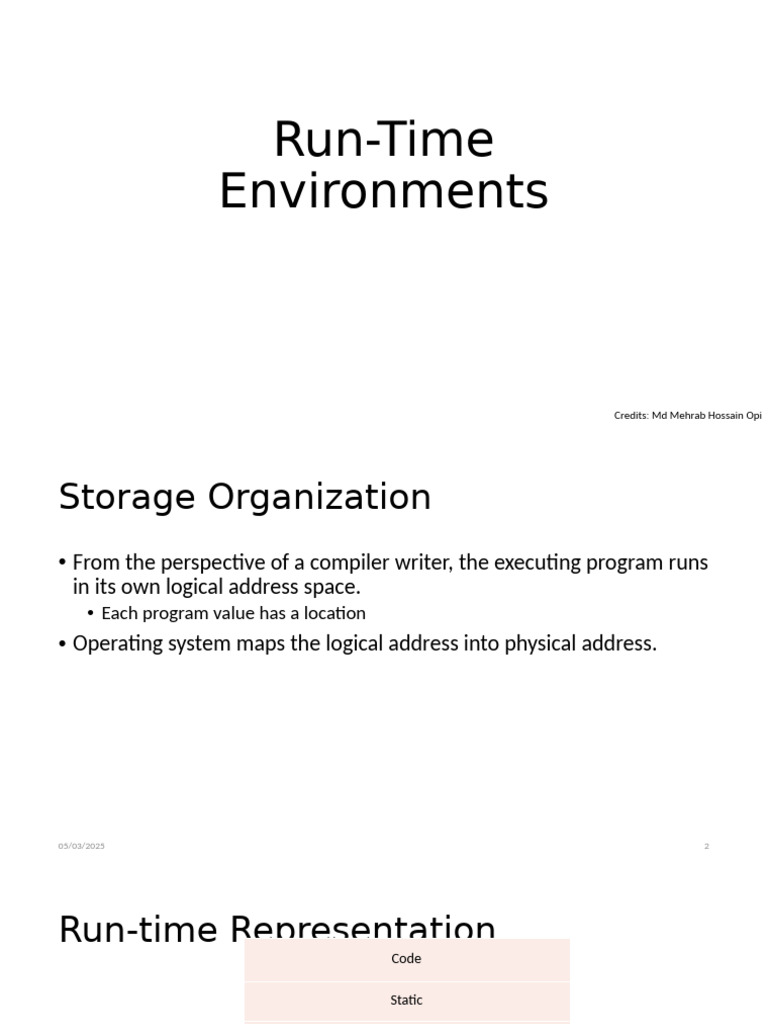 Run-Time Environments | PDF | Pointer (Computer Programming) | Variable (Computer Science)