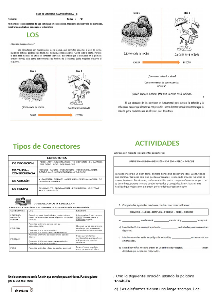 Conectores para Cuarto Básico A-B | PDF