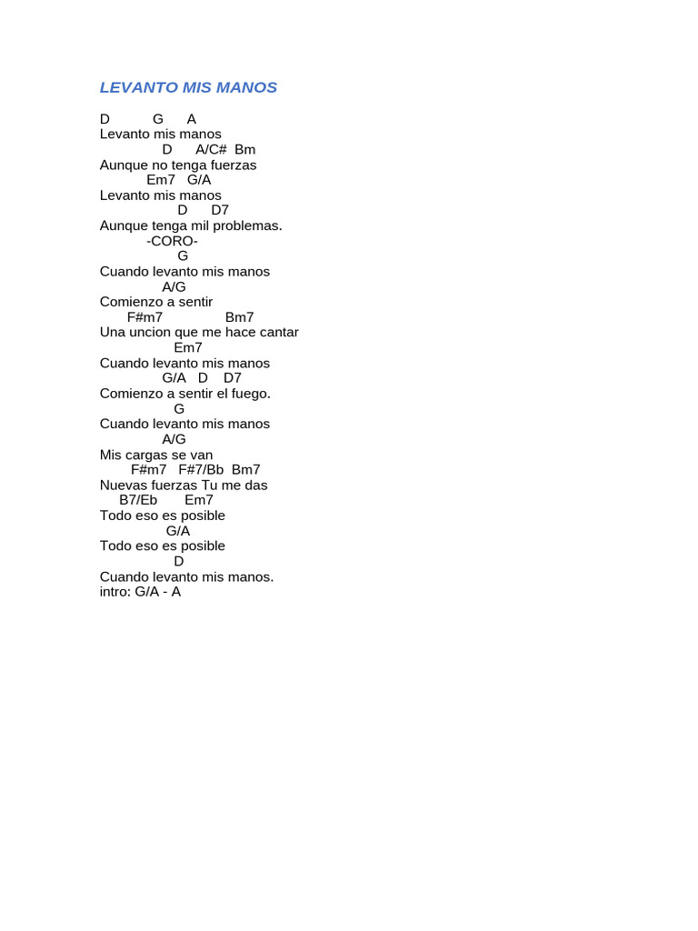 Levanto Mis Manos: Letra y Mensaje | PDF