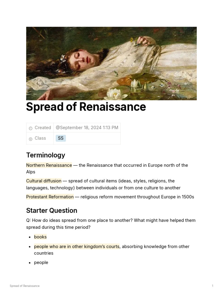 1.5 Spread of Renaissance | PDF | Renaissance | Protestantism