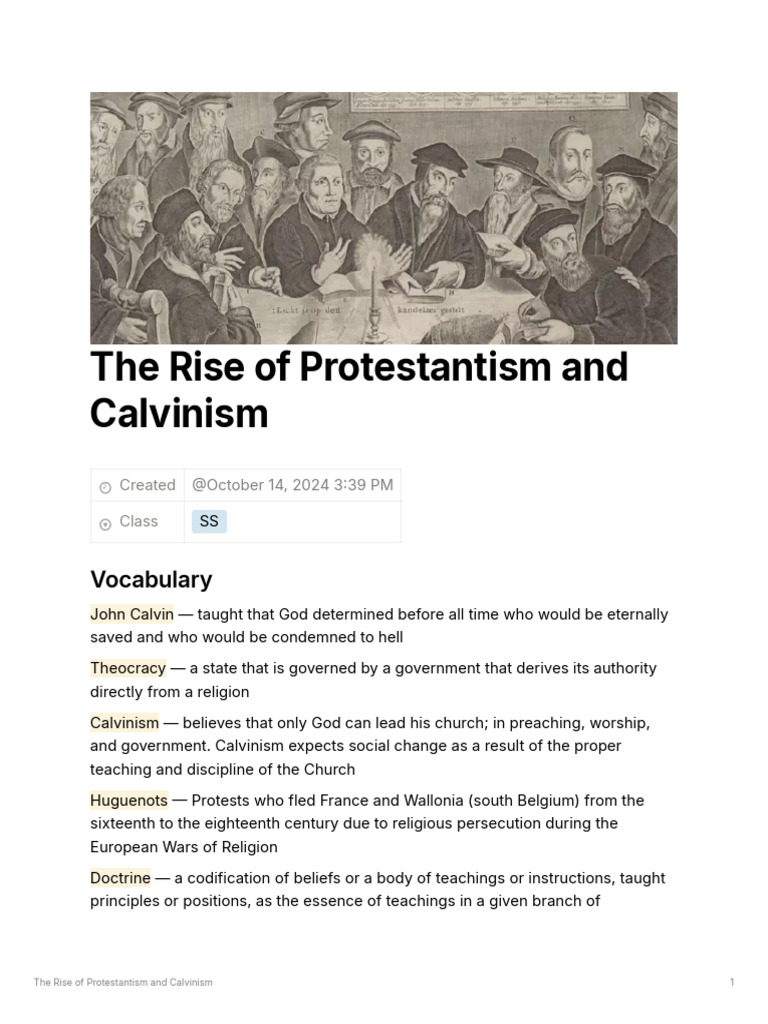 2.3 the Rise of Protestantism and Calvinism | PDF | Protestantism ...