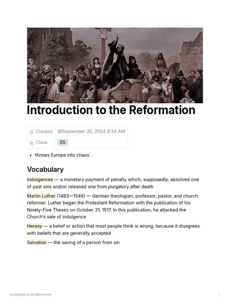 2.1 Introduction To The Reformation | PDF | Indulgence | Protestantism