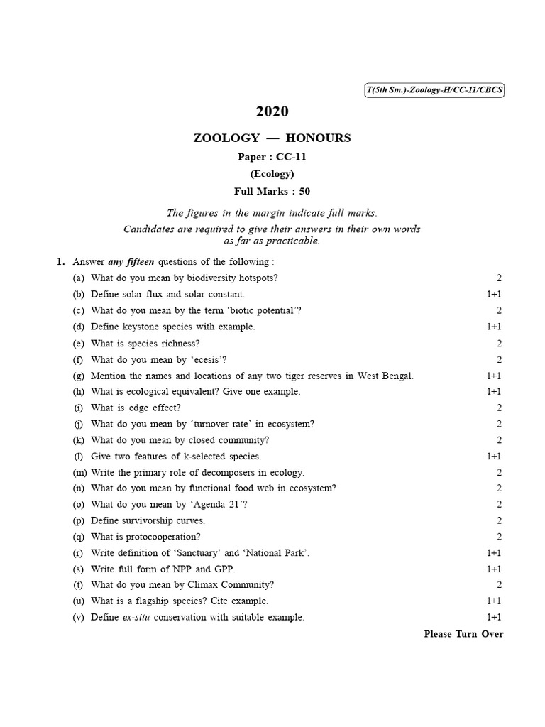 5th Semester Zoology Assignment Guide | PDF | Ecosystem | Ecology