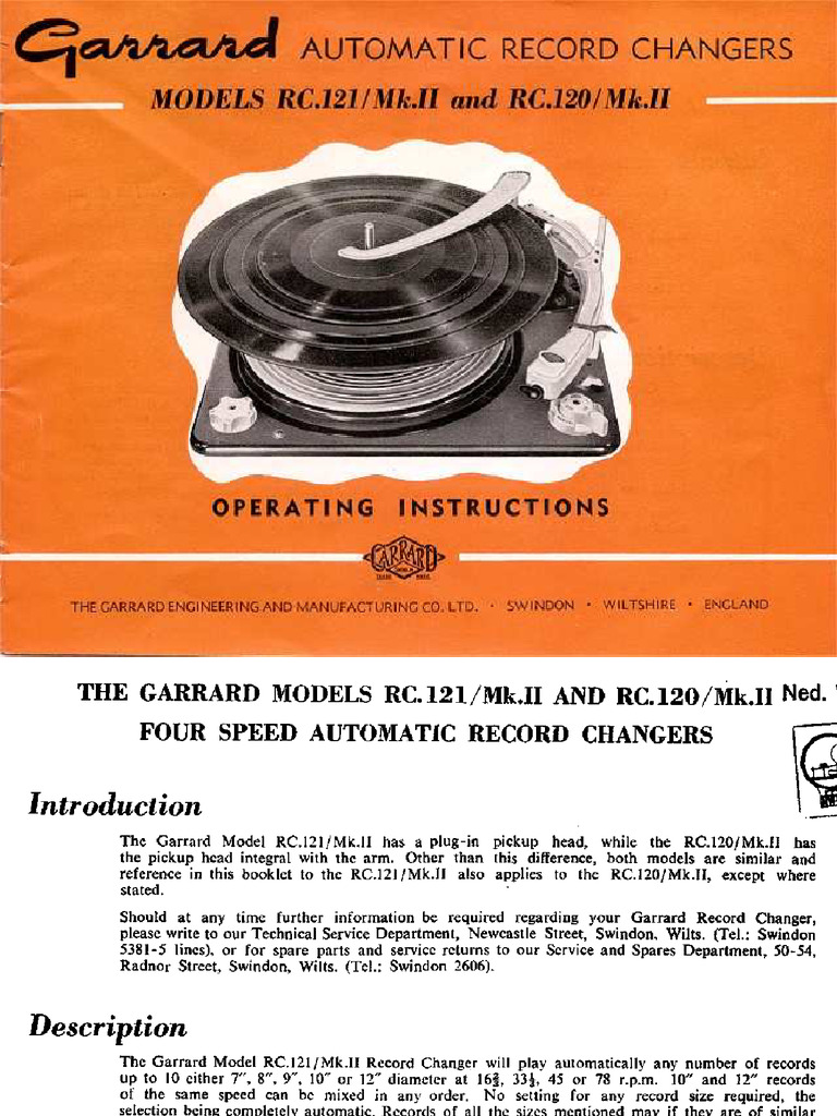 Garrard RC120 RC121 Tt Sm | PDF