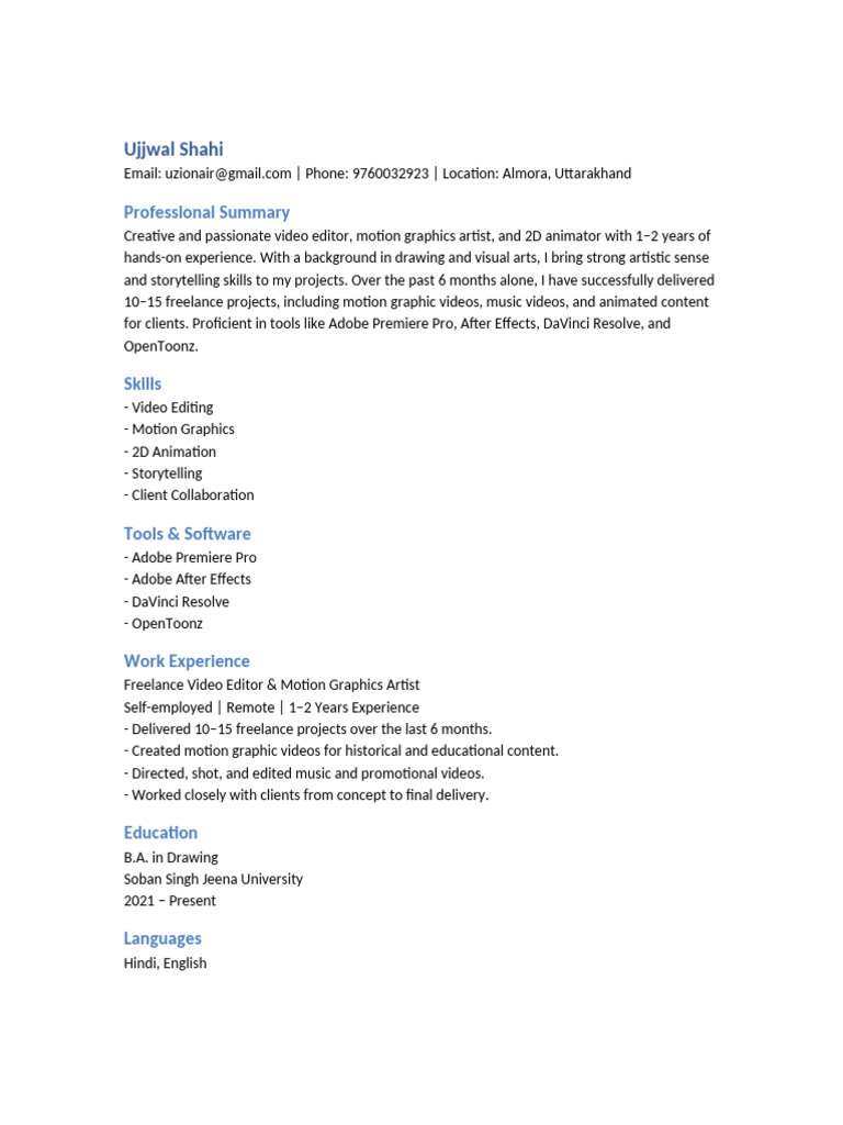 Ujjwal Shahi Resume | PDF