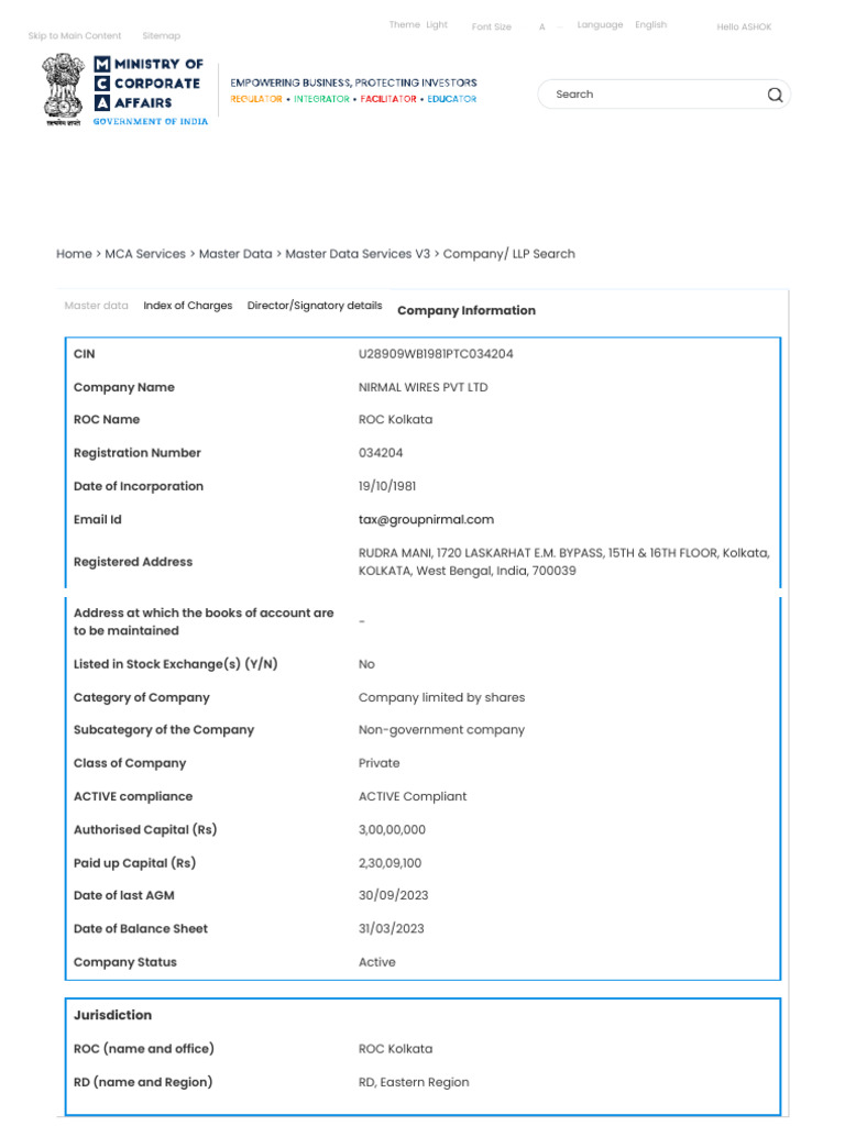 Master Data - Nirmal Wires | PDF