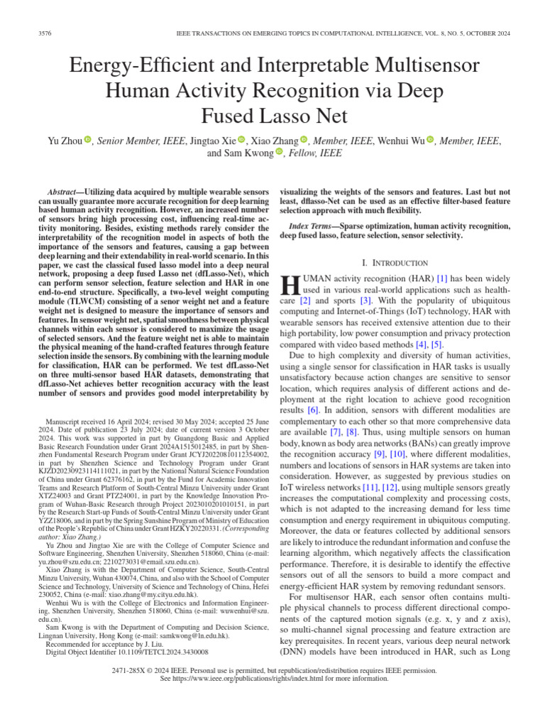 Energy-Efficient and Interpretable Multisensor Human Activity Recognition Via Deep Fused Lasso ...