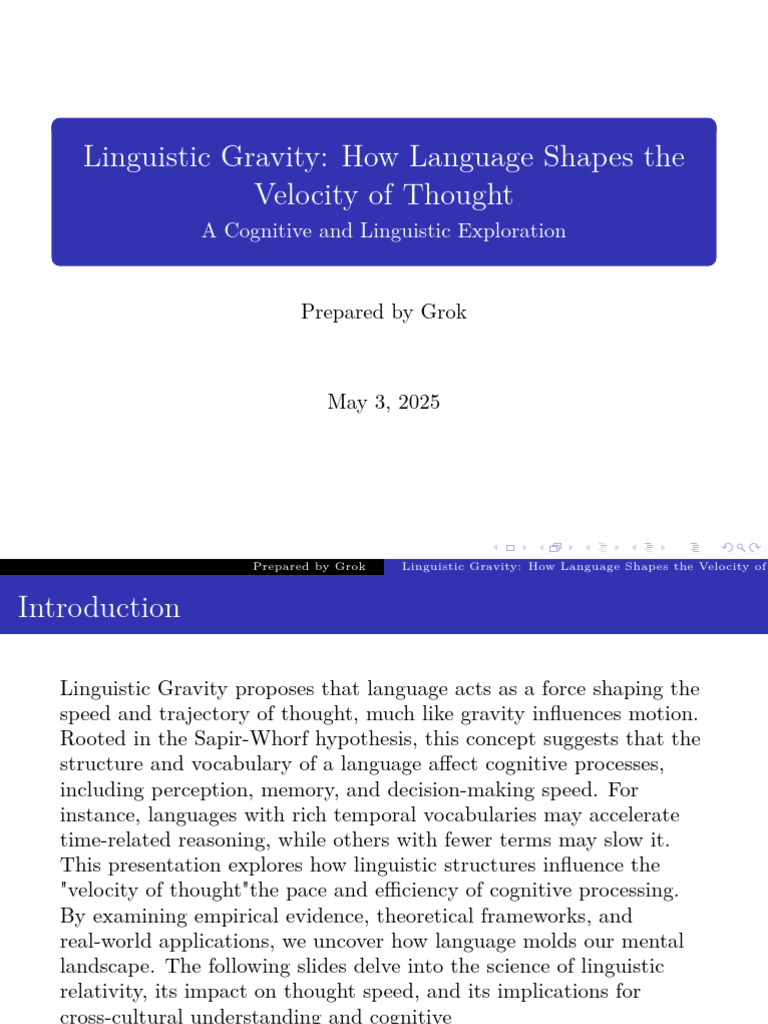 Linguistic Gravity How Language Shapes The Velocity of Thought | PDF ...