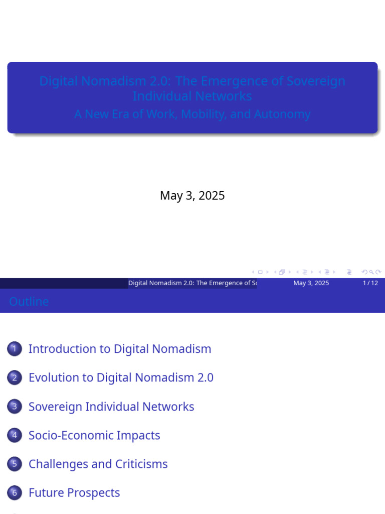 Sovereign Individual Networks in Nomadism | PDF | Tourism | Sustainability