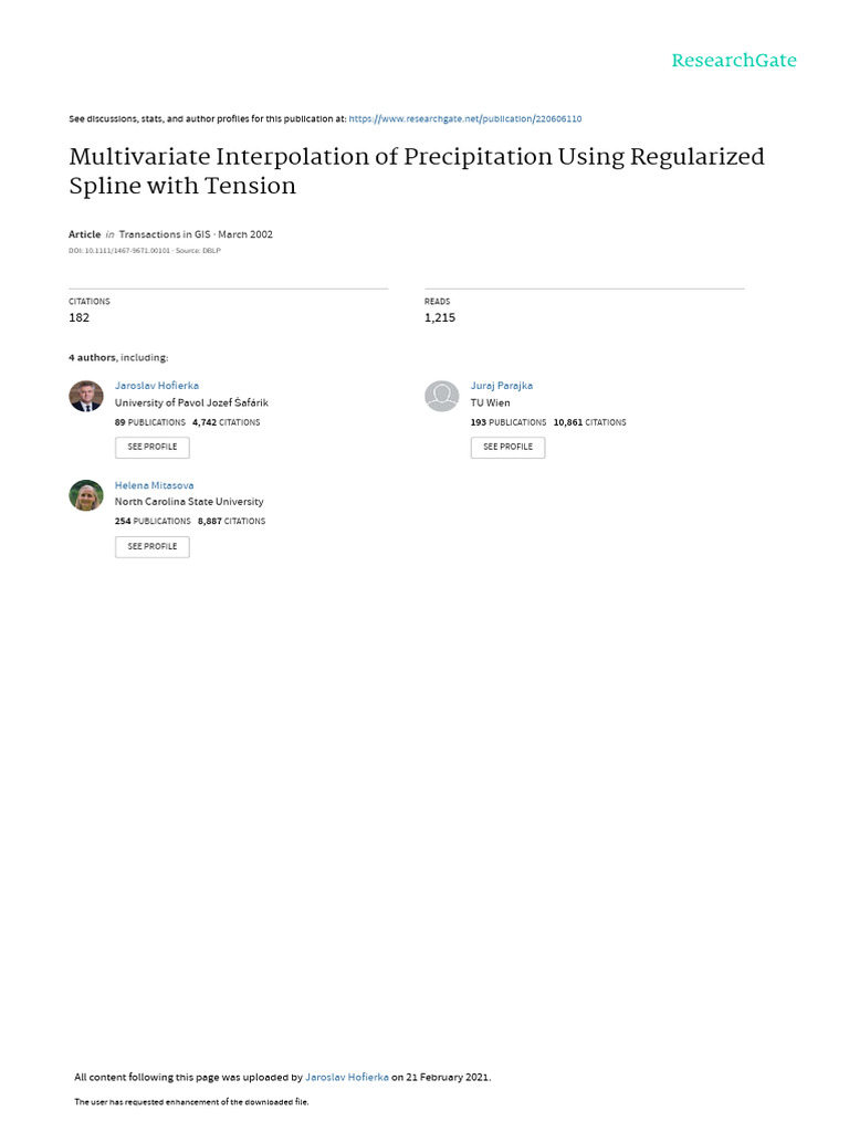 Multivariate Interpolation of Precipitation Using | PDF | Cross ...