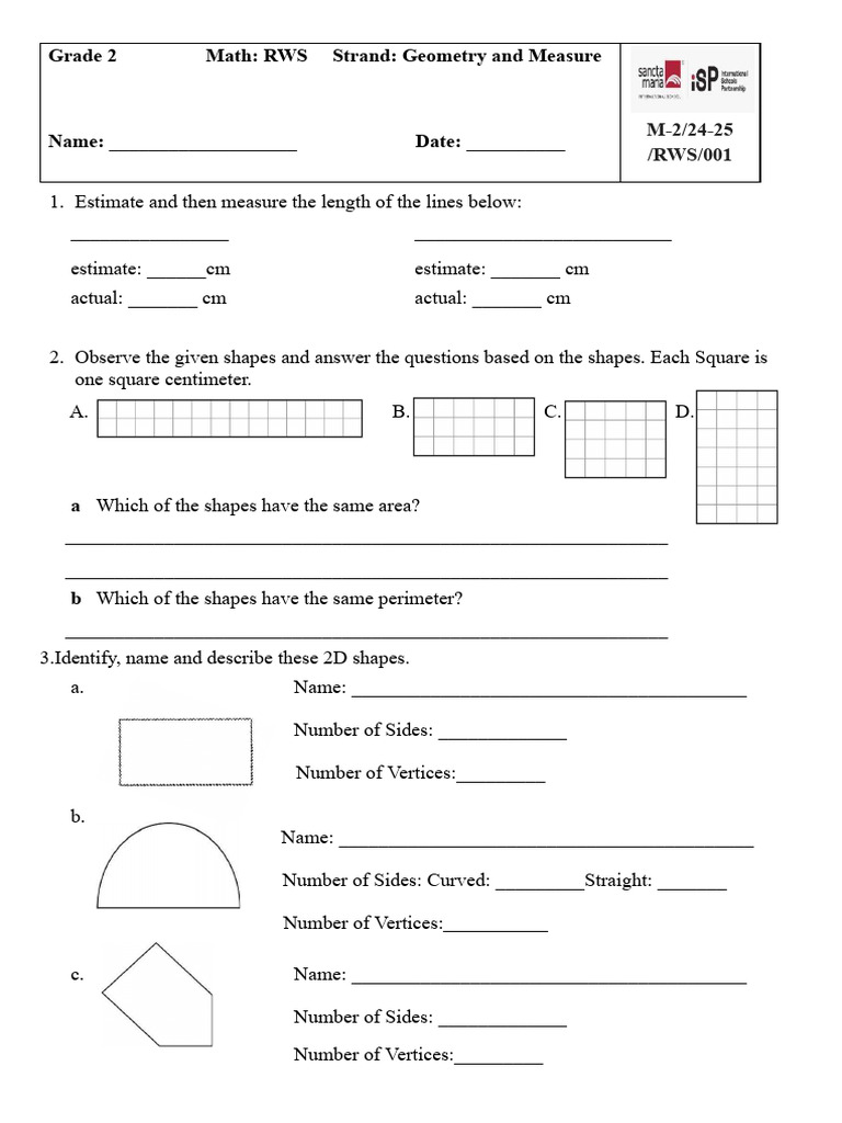 RWS 1- Geometry and Measure | PDF | Shape | Area