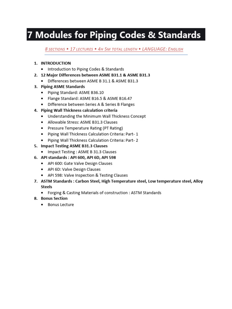 Piping Codes & Standards | PDF