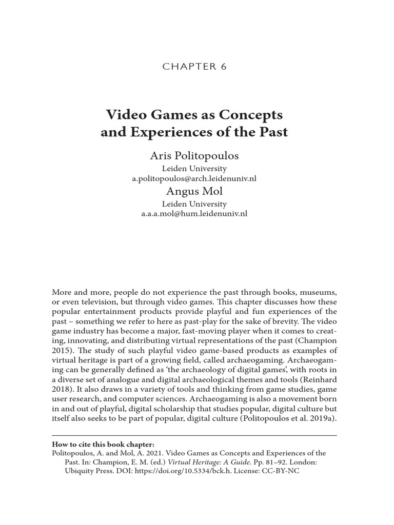 Video Games As Concepts and Experiences | PDF