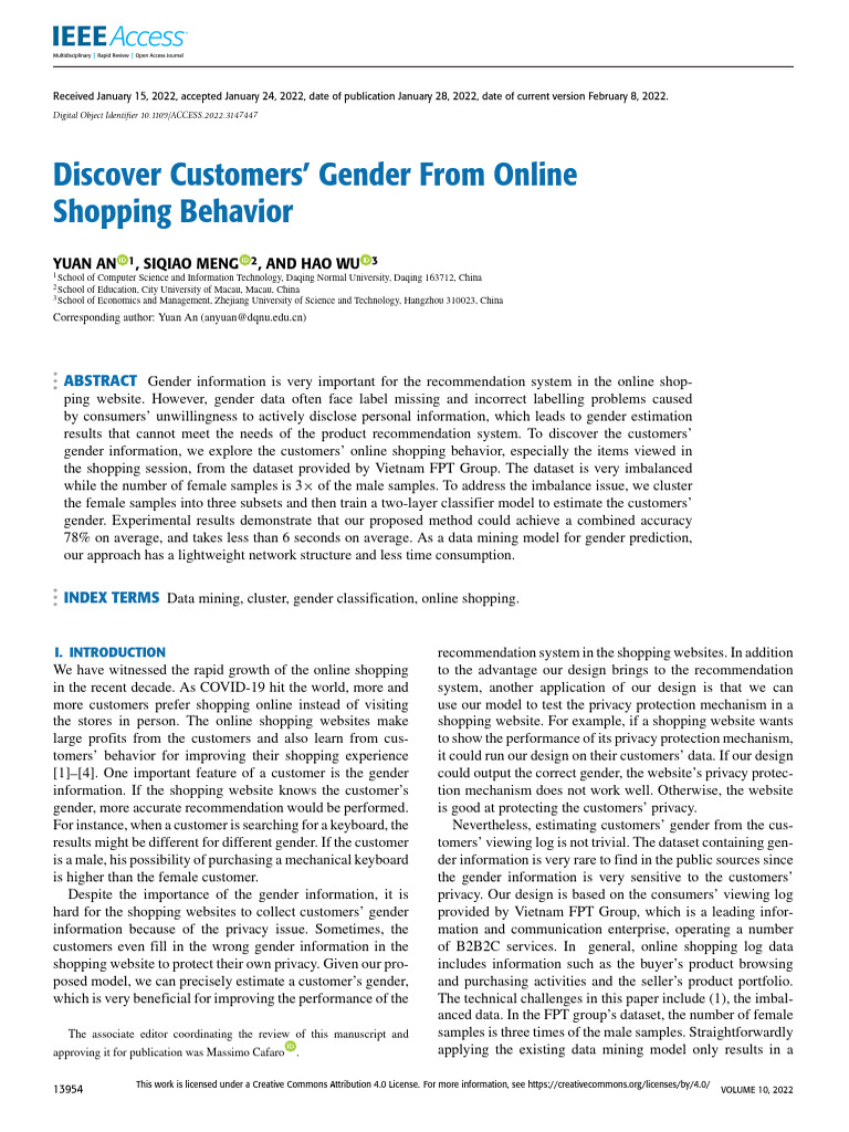 Discover Customers Gender From Online Shopping Behavior | PDF | Applied ...