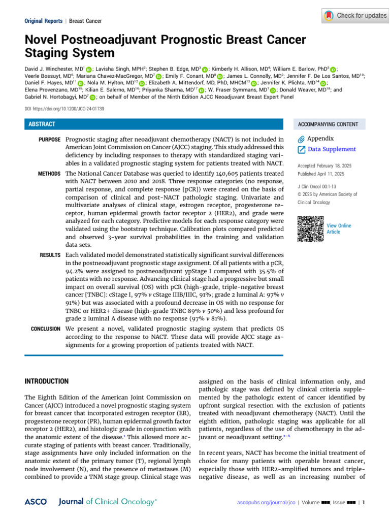 Winchester Et Al 2025 Novel Postneoadjuvant Prognostic Breast Cancer ...