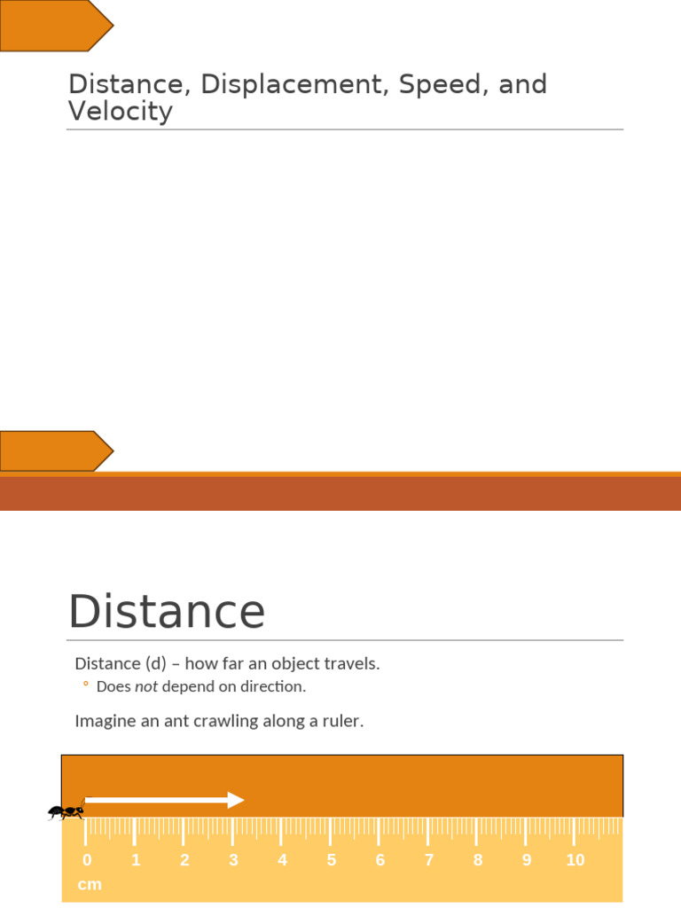 Distance, Displacement, Speed, and Velocity | PDF | Velocity | Speed