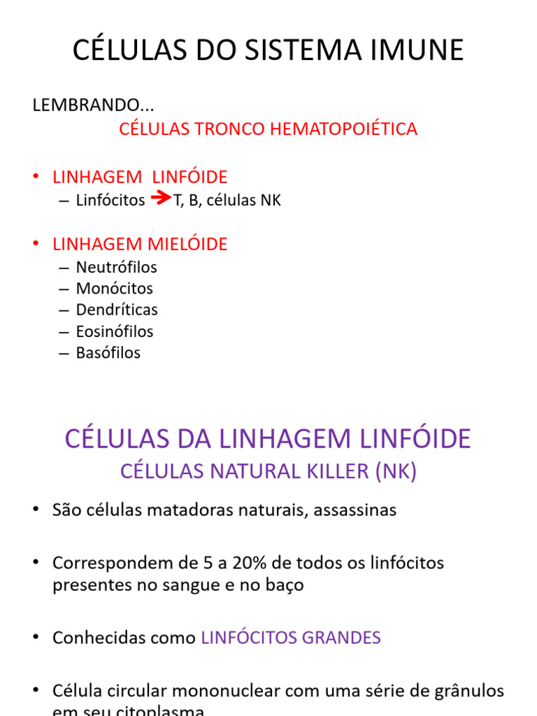 Aula 2 - Células Sistema Imune Linfóide | PDF | Linfócito | Célula T