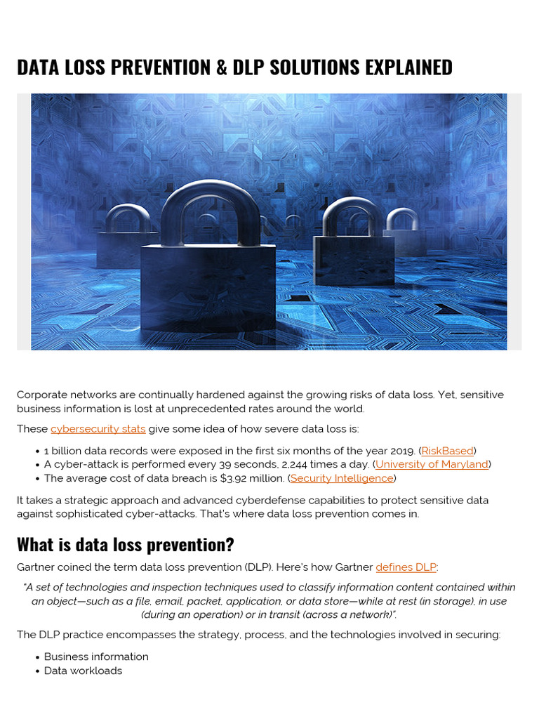 Data Loss Prevention DLP Solutions Explained | PDF | Computer Security ...
